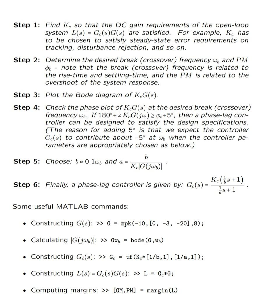 Solved 2 Phase Lag Controller Design Consider The Unity 8111