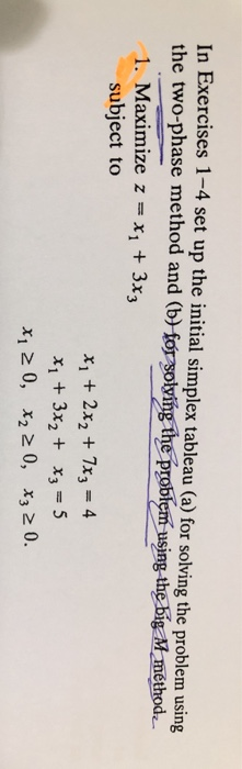 Solved In Exercises 1-4 set up the initial simplex tableau | Chegg.com