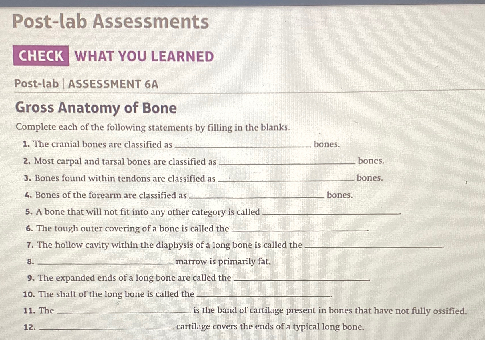 Solved Post-lab AssessmentsCHECK WHAT YOU LEARNEDPost-lab | | Chegg.com