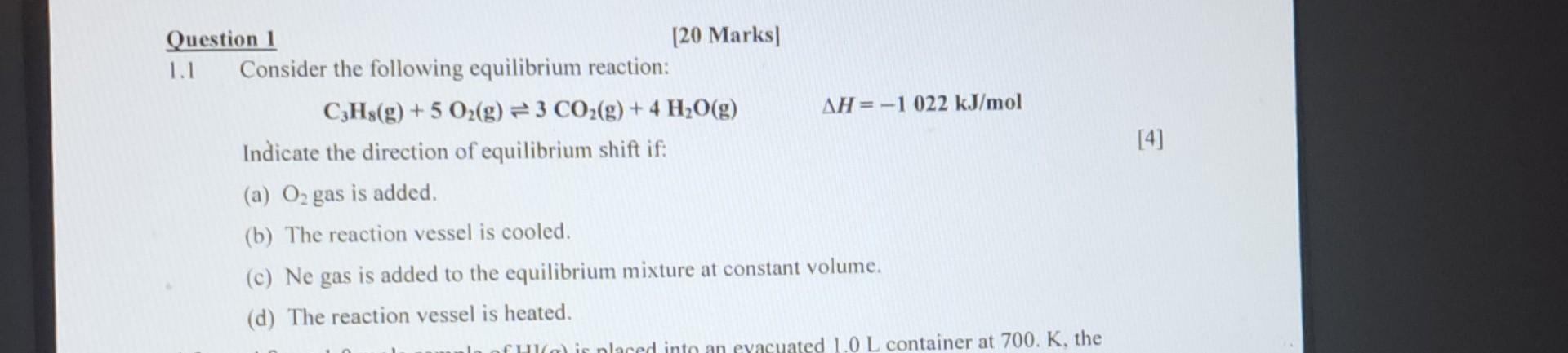 Solved [20 Marks] 1 Consider the following equilibrium | Chegg.com