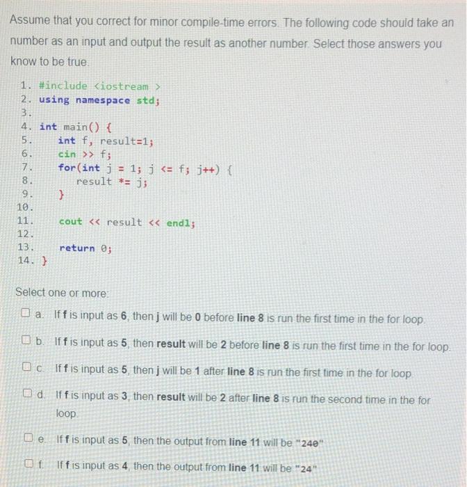 Solved Assume that you correct for minor compile-time | Chegg.com