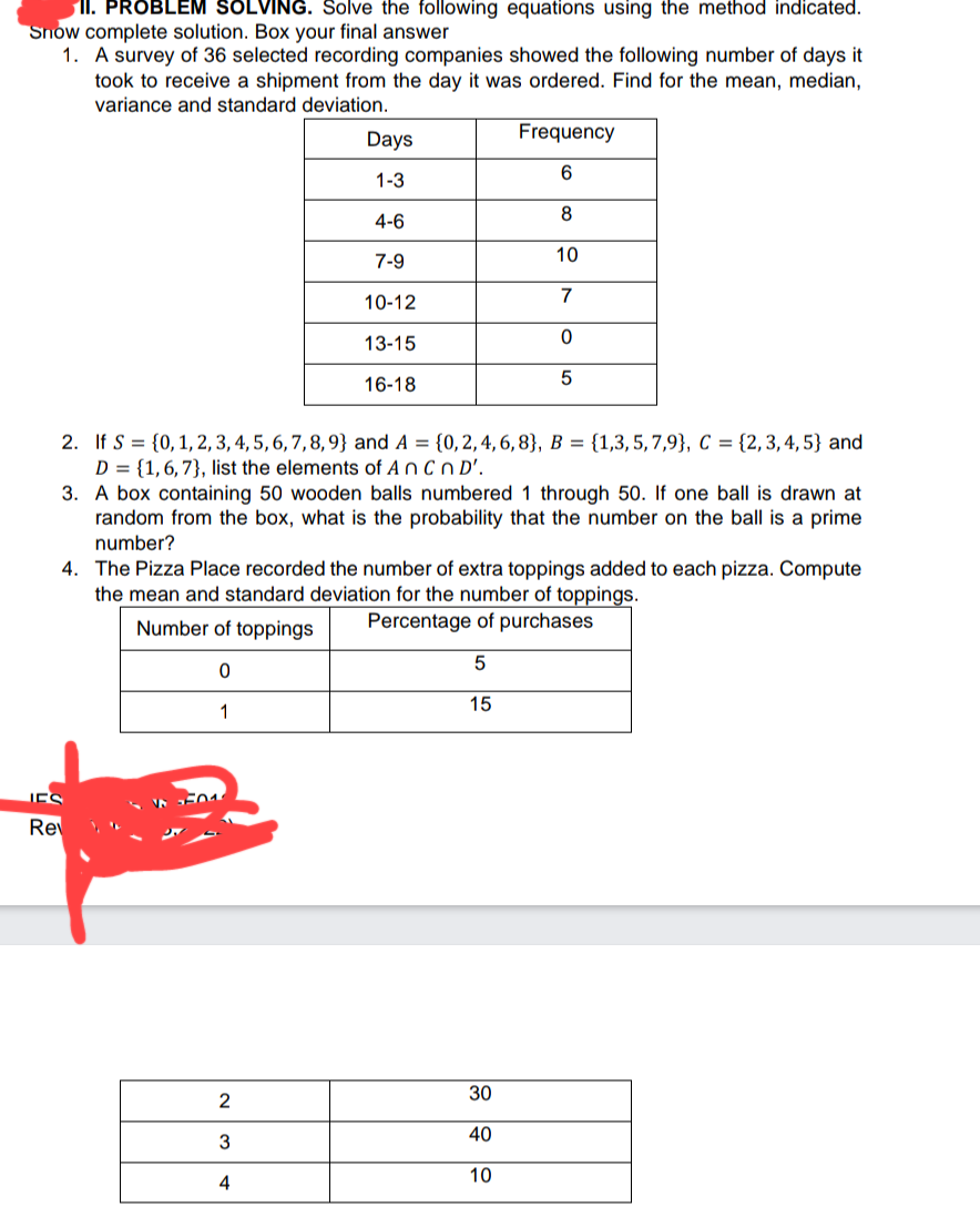 Solved II. PROBLEM SOLVING. Solve the following equations | Chegg.com