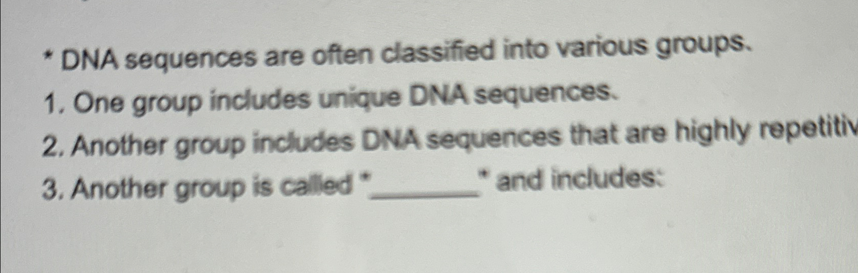 Solved DNA sequences are often classified into various | Chegg.com