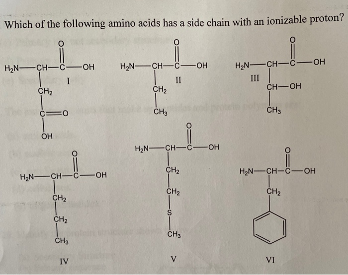 Solved Which of the following amino acids has a side chain | Chegg.com