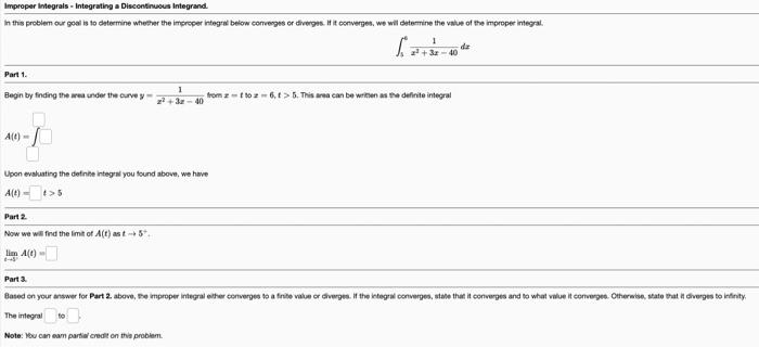 Solved Improper Integrals - Integrating a Discontinuous | Chegg.com