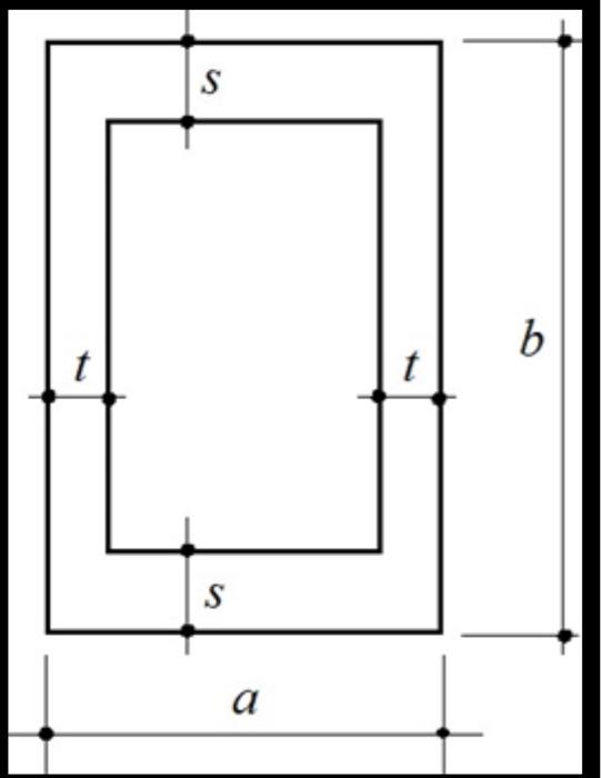 Solved A box-shaped cross-section has outer dimensions of | Chegg.com