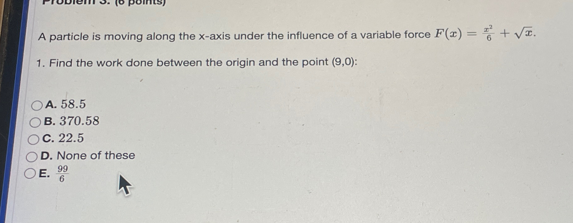 Solved A particle is moving along the x-axis under the | Chegg.com