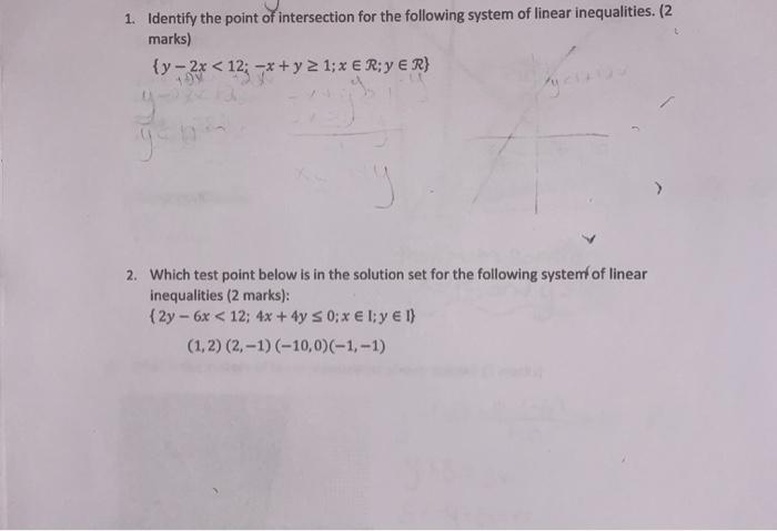 Solved 1. Identify the point of intersection for the | Chegg.com