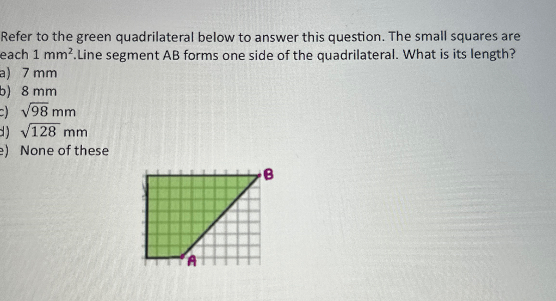Solved Refer to the green quadrilateral below to answer this | Chegg.com