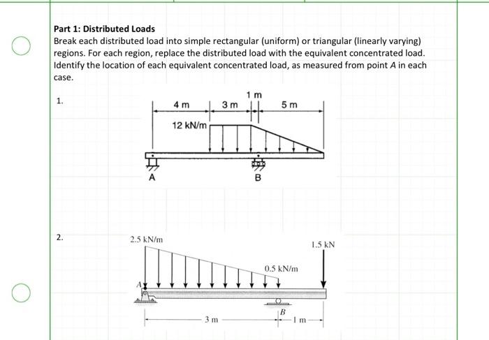 Solved 2.Part 1: Distributed Loads Break each distributed | Chegg.com