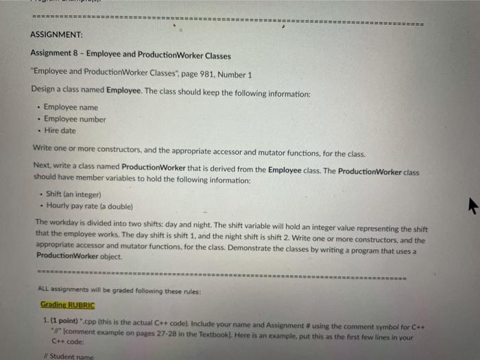 Solved ASSIGNMENT: Assignment 8 - Employee and Production | Chegg.com