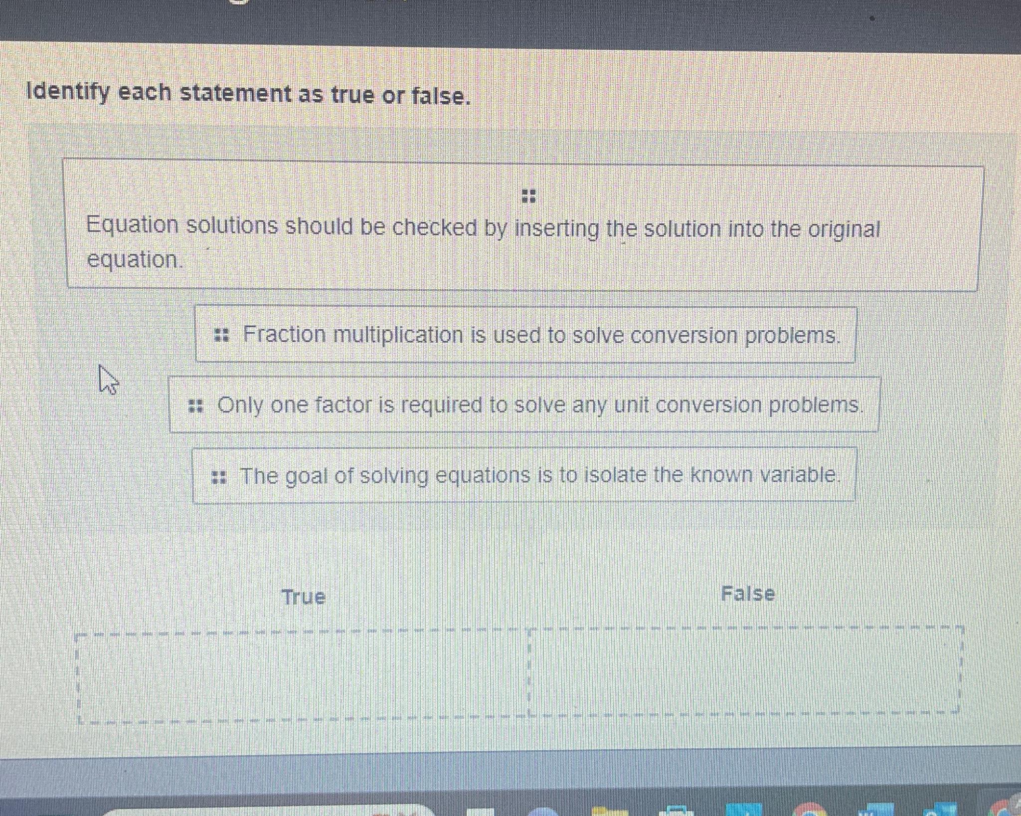 Solved Identify each statement as true or false.Equation | Chegg.com