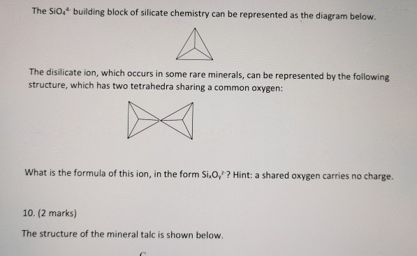 Solved The SiO4 building block of silicate chemistry can be | Chegg.com
