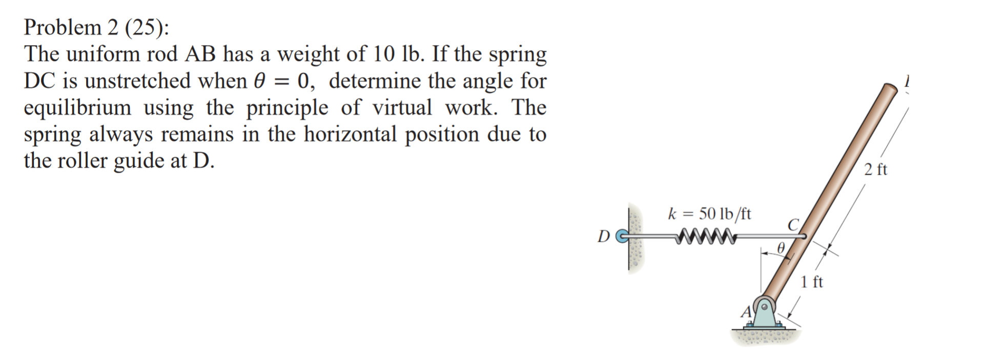Solved Problem 2 (25):The uniform rod AB ﻿has a weight of | Chegg.com