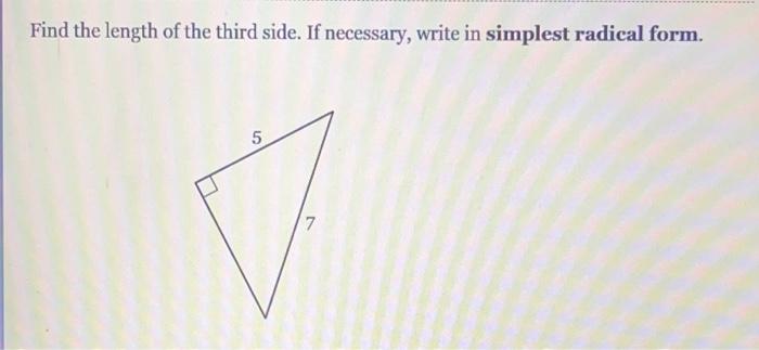 Solved Find the length of the third side. If necessary, | Chegg.com