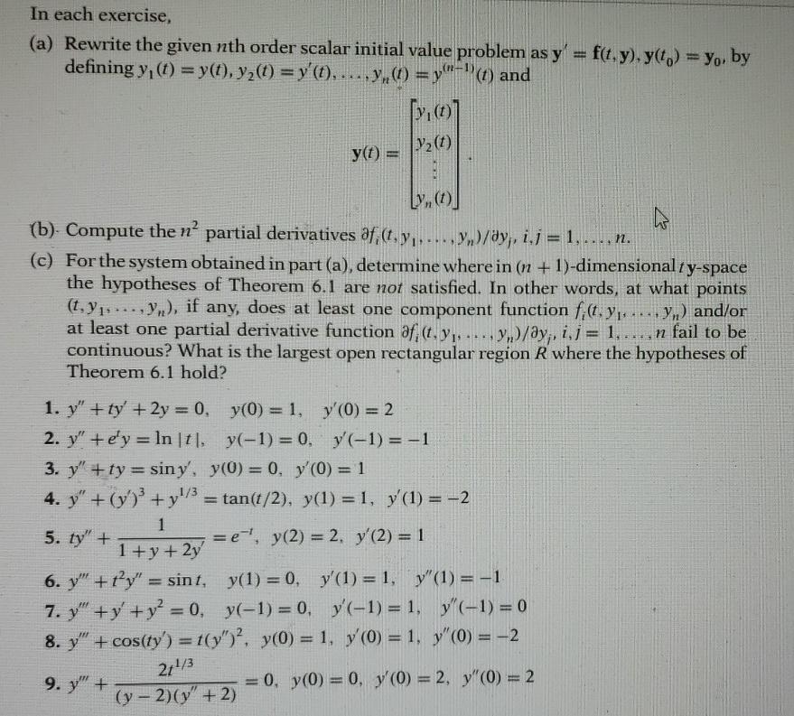 In each exercise, (a) Rewrite the given nth order | Chegg.com