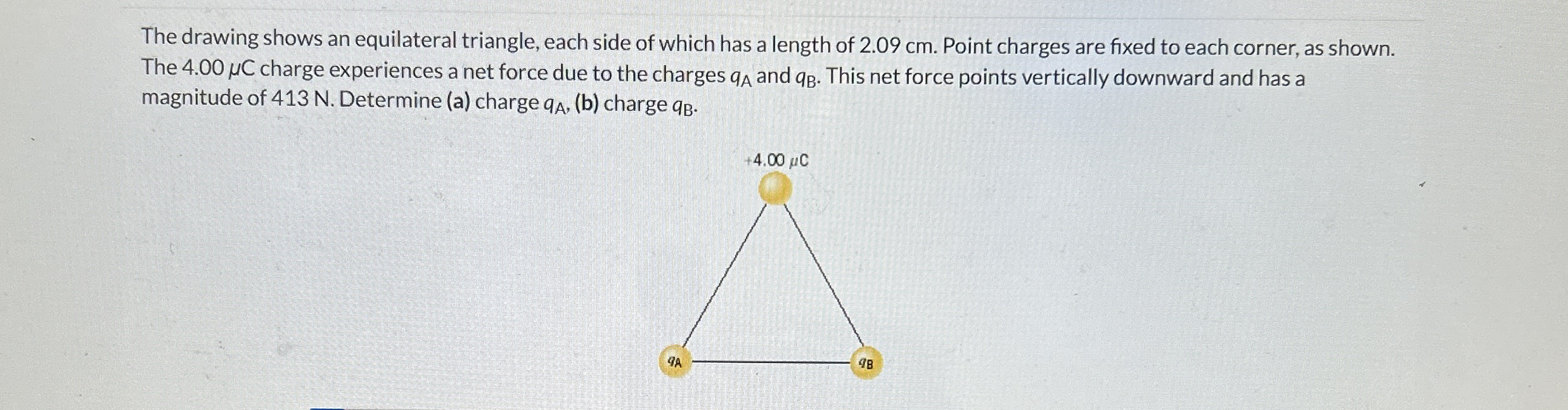 Solved The drawing shows an equilateral triangle, each side | Chegg.com