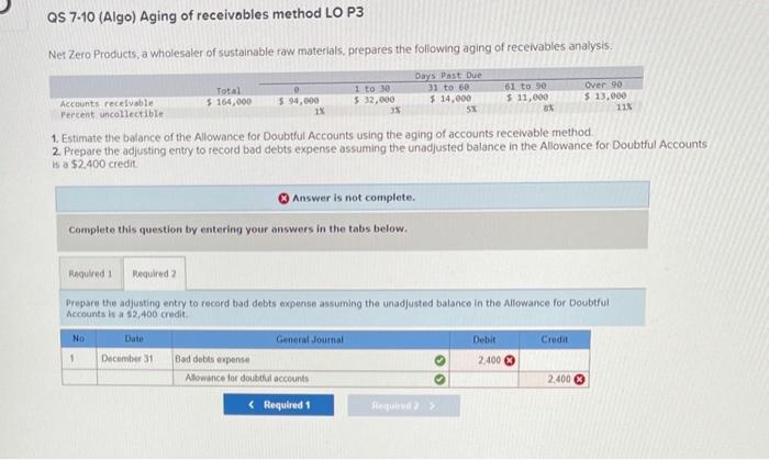 Solved QS 7-8 (Algo) Percent of accounts receivable method | Chegg.com
