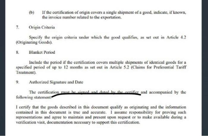 1. Importer, Exporter, or Producer Certification of | Chegg.com