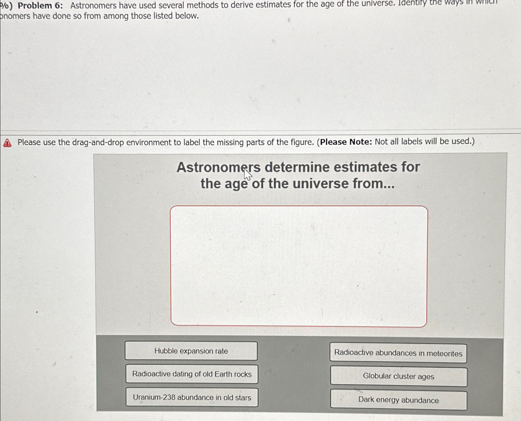 Solved %) ﻿Problem 6: Astronomers have used several methods | Chegg.com