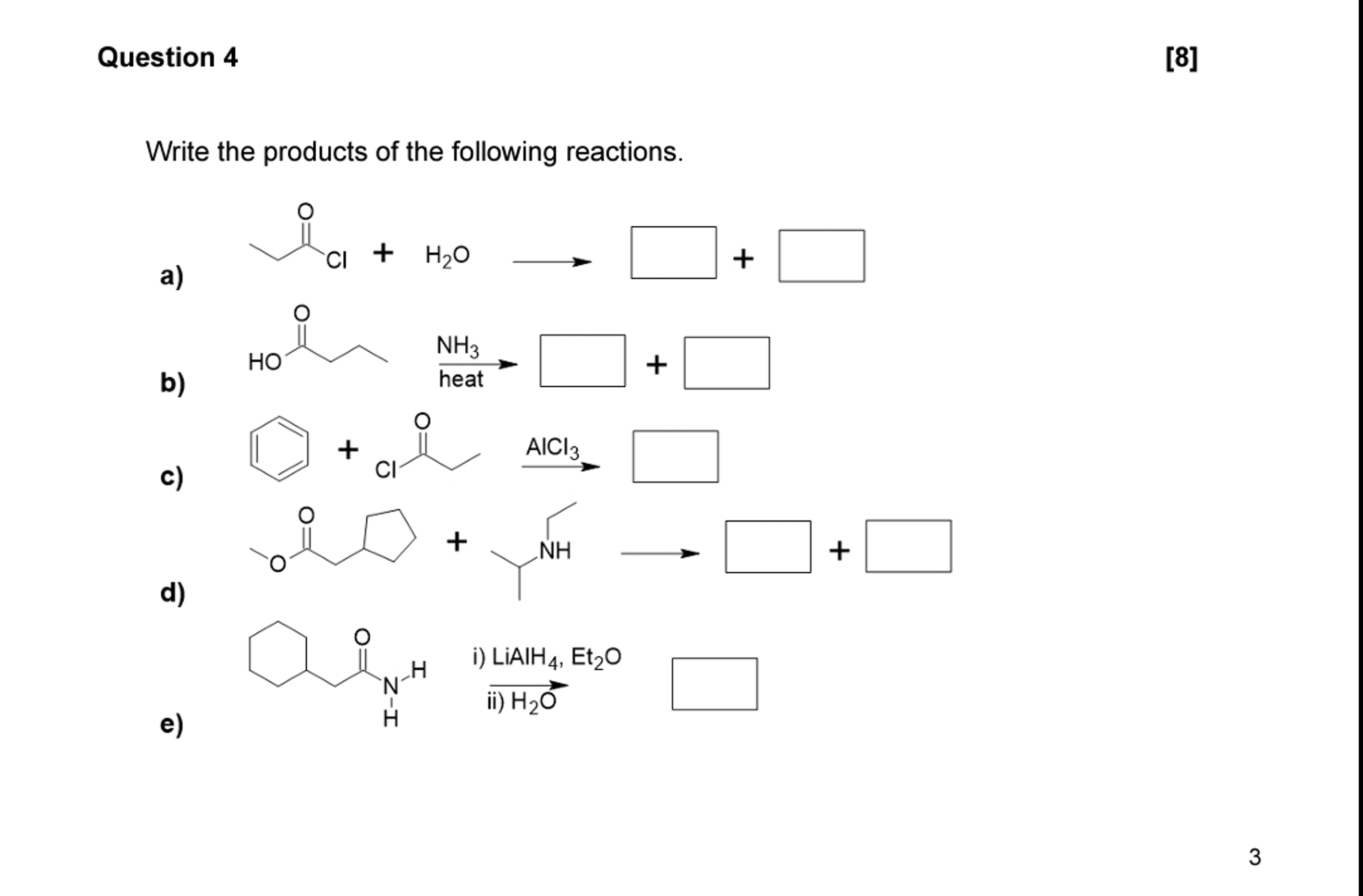 Solved Write the products of the following | Chegg.com