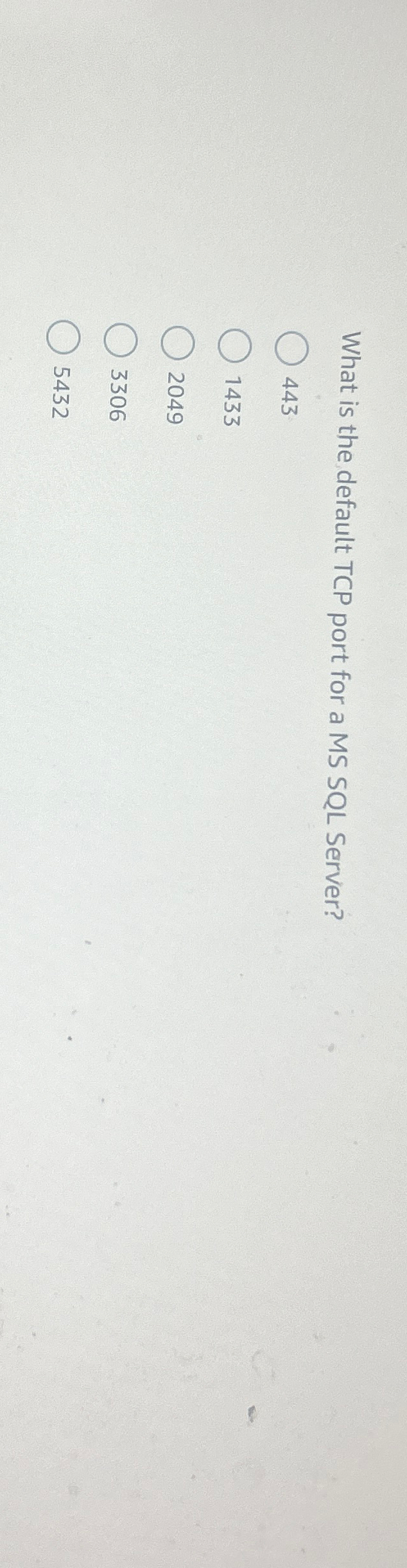 Solved What is the default TCP port for a MS SQL | Chegg.com