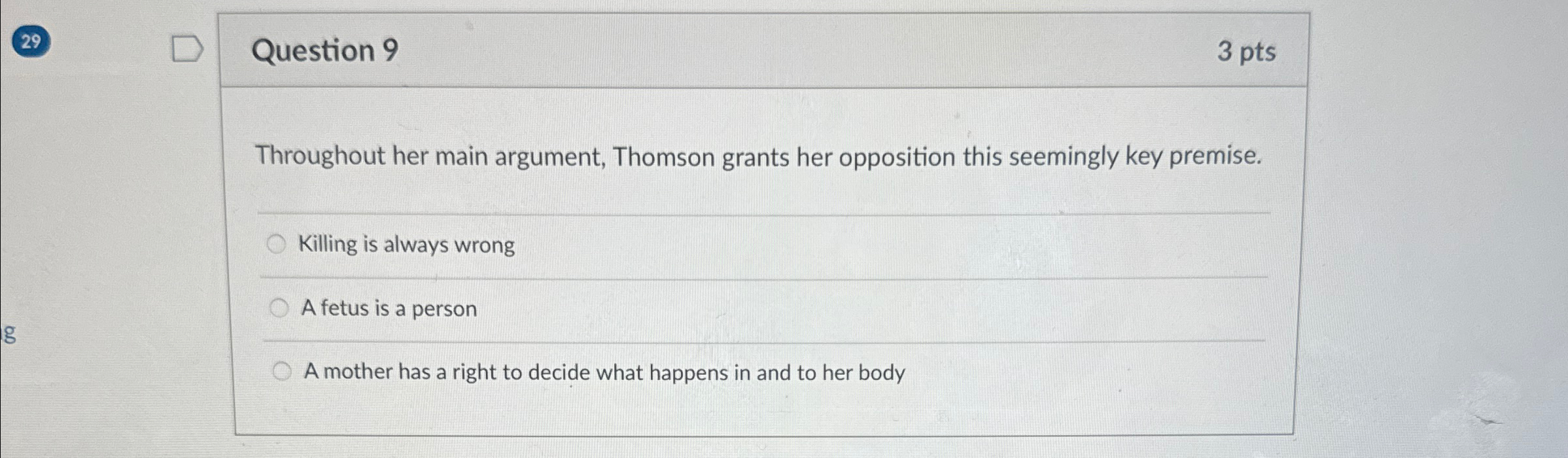 Solved Question 93 ﻿ptsThroughout her main argument, Thomson | Chegg.com