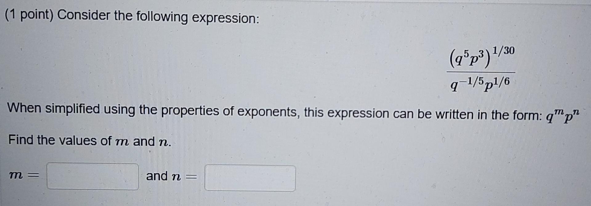Solved (1 point) Consider the following expression: | Chegg.com