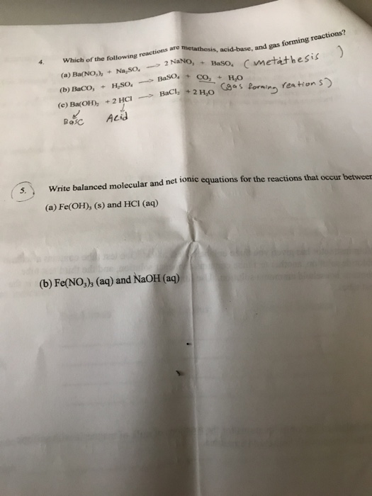 Solved se, and gas forming reactions? actions are | Chegg.com