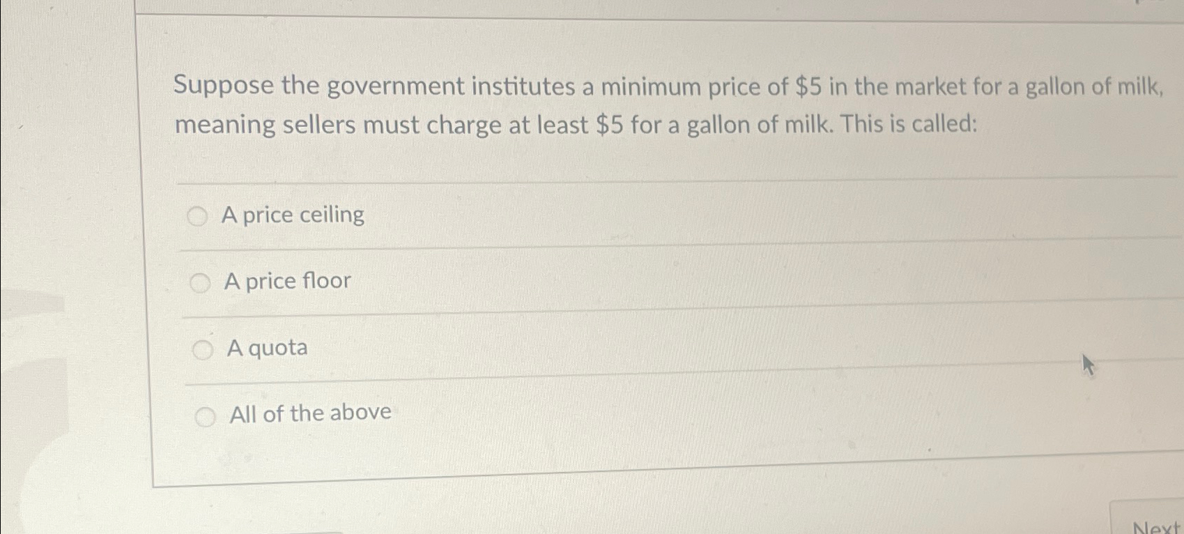 Solved Suppose the government institutes a minimum price of | Chegg.com
