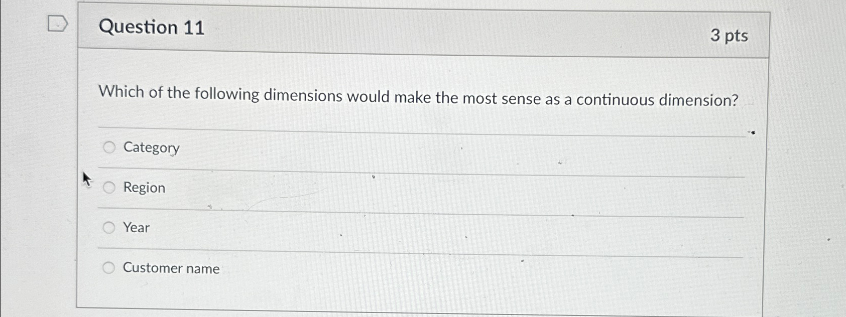 Solved Question 113ptsWhich of the following dimensions | Chegg.com
