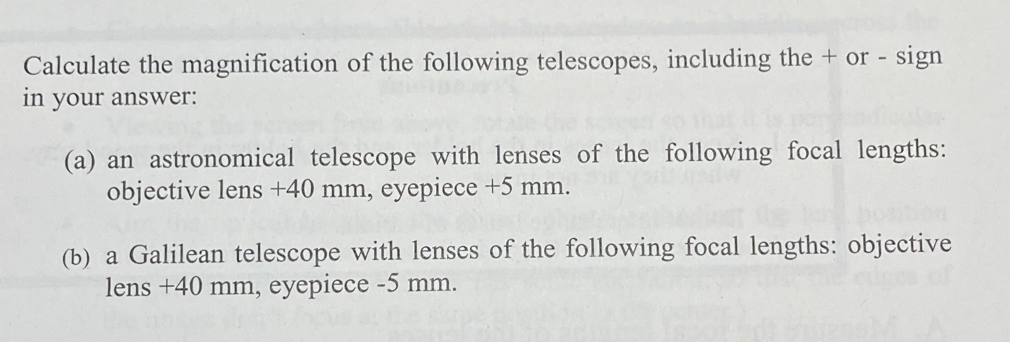 Solved Calculate the magnification of the following | Chegg.com