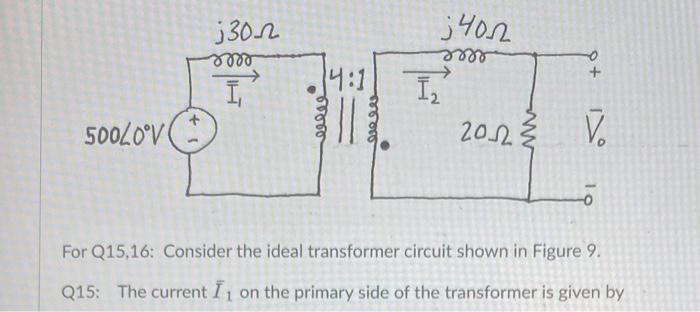 Solved For Q15,16: Consider the ideal transformer circuit | Chegg.com