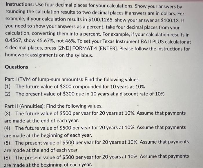 Solved Instructions: Use four decimal places for your | Chegg.com