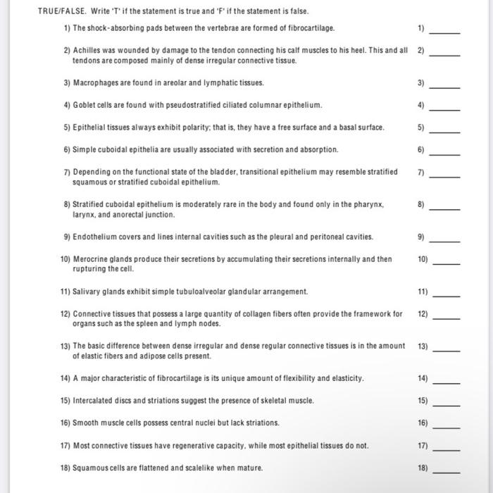 Solved TRUE/FALSE. Write ' T ' if the statement is true and | Chegg.com
