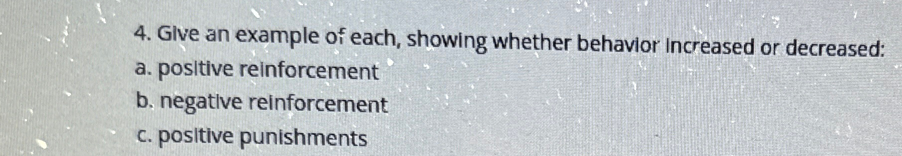 Solved Glve an example of each, showing whether behavior | Chegg.com