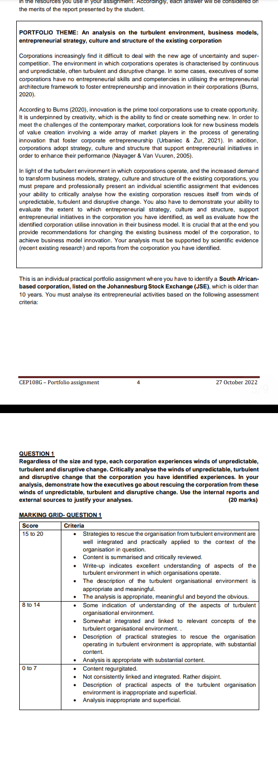 INDIVIDUAL PORTFOLIO ASSIGNMENT This is an individual | Chegg.com