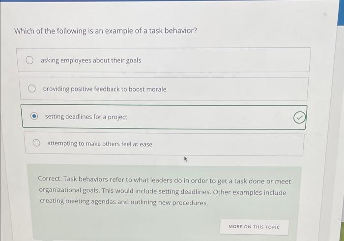 Solved Which of the following is an example of a task | Chegg.com