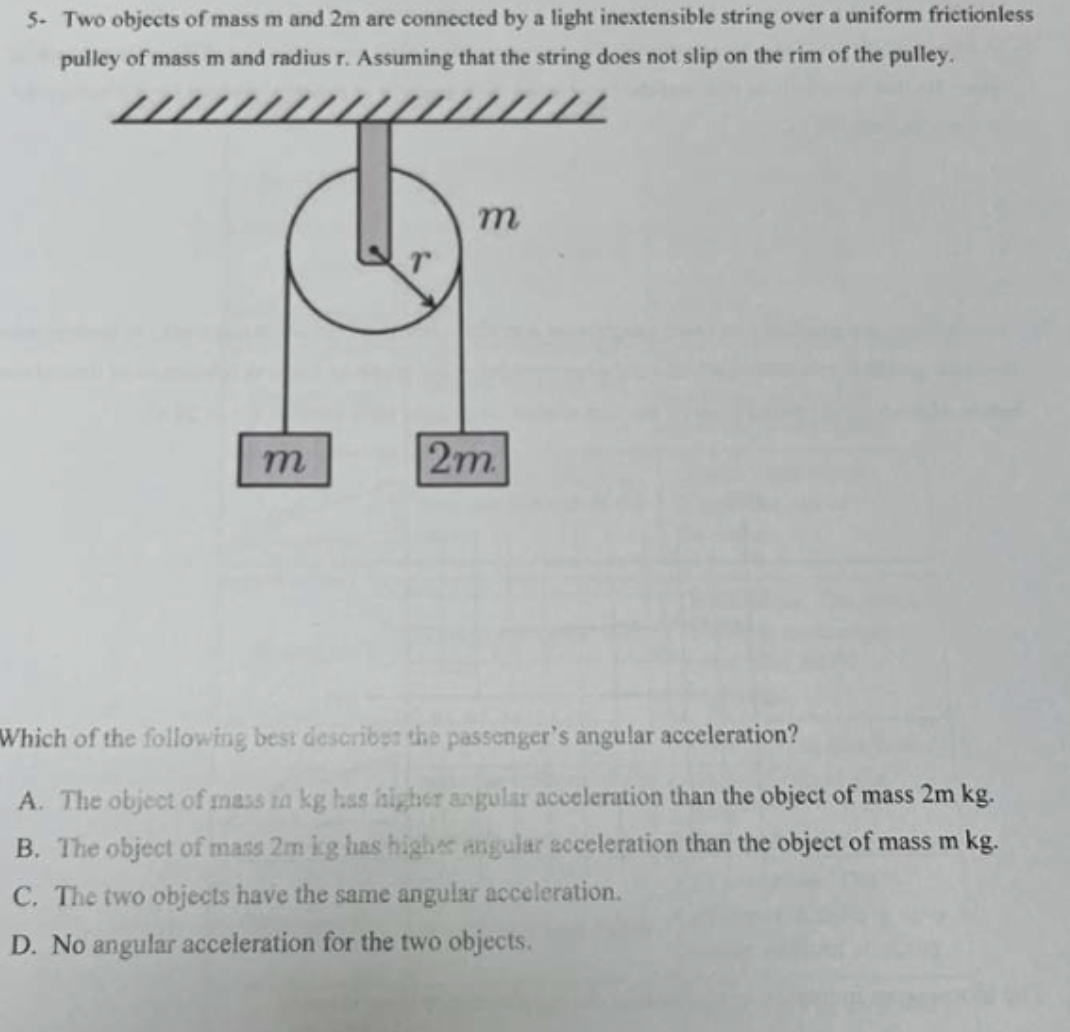 Solved Two Objects Of Mass M ﻿and 2m ﻿are Connected By A