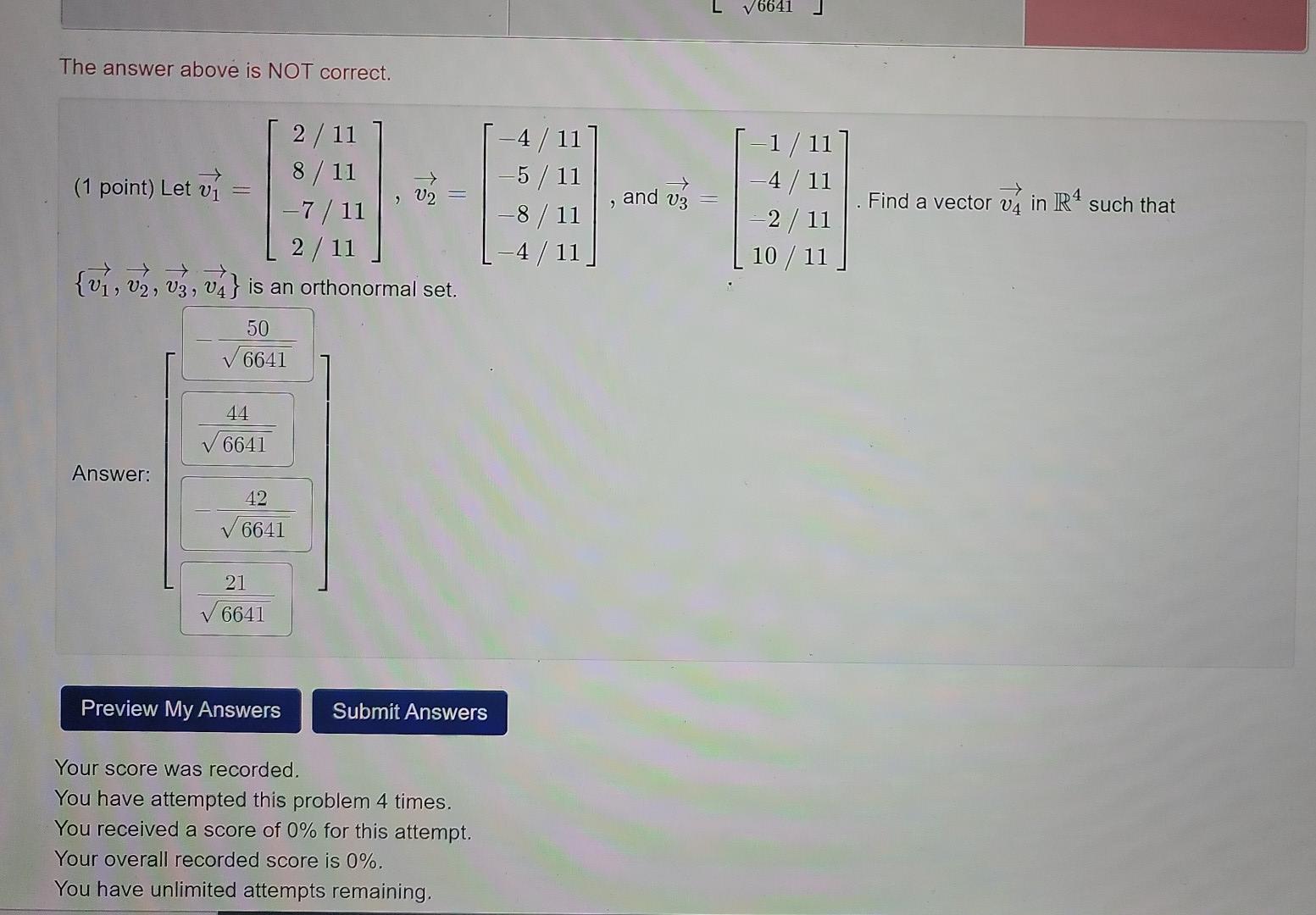 Solved LV6641 The answer above is NOT correct. 2 (1 point) | Chegg.com