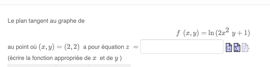 Solved Le plan tangent au graphe def(x,y)=ln(2x2y+1)au point | Chegg.com
