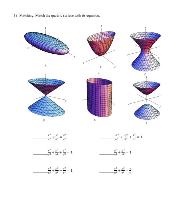 Solved 18. Matching: Match the quadric surface with its | Chegg.com