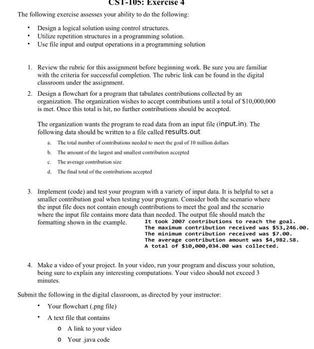 Solved -105: Exercise 4 The following exercise assesses your | Chegg.com