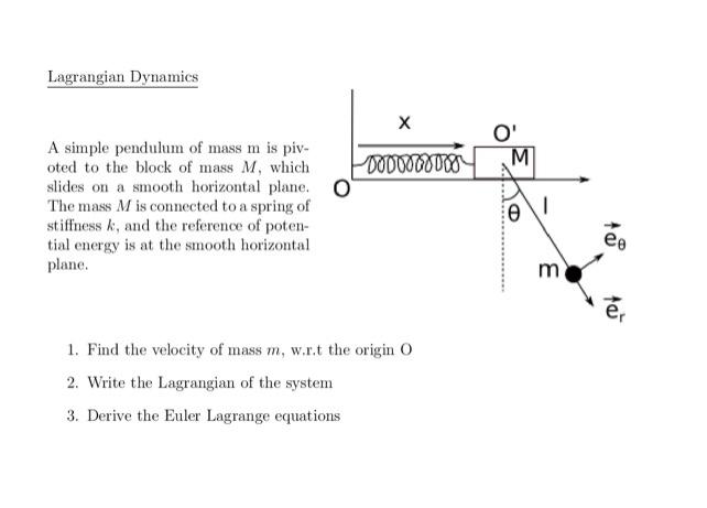 Solved Lagrangian Dynamics O' M A simple pendulum of mass m | Chegg.com