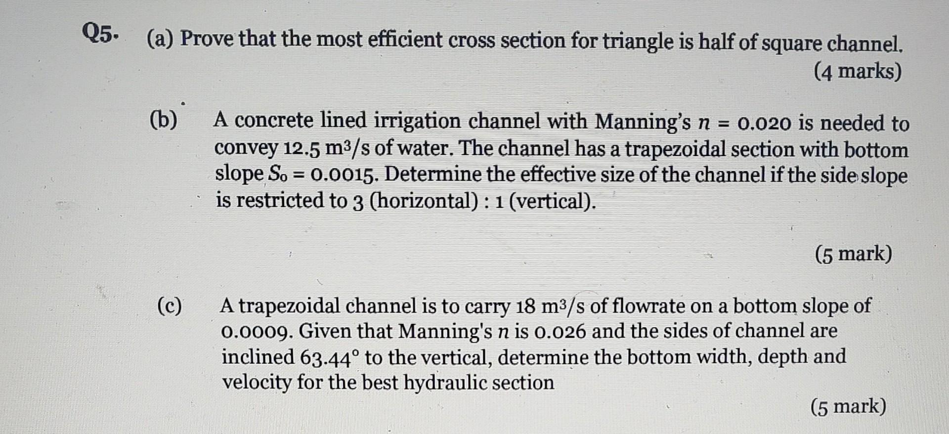 Solved (a) Prove that the most efficient cross section for | Chegg.com