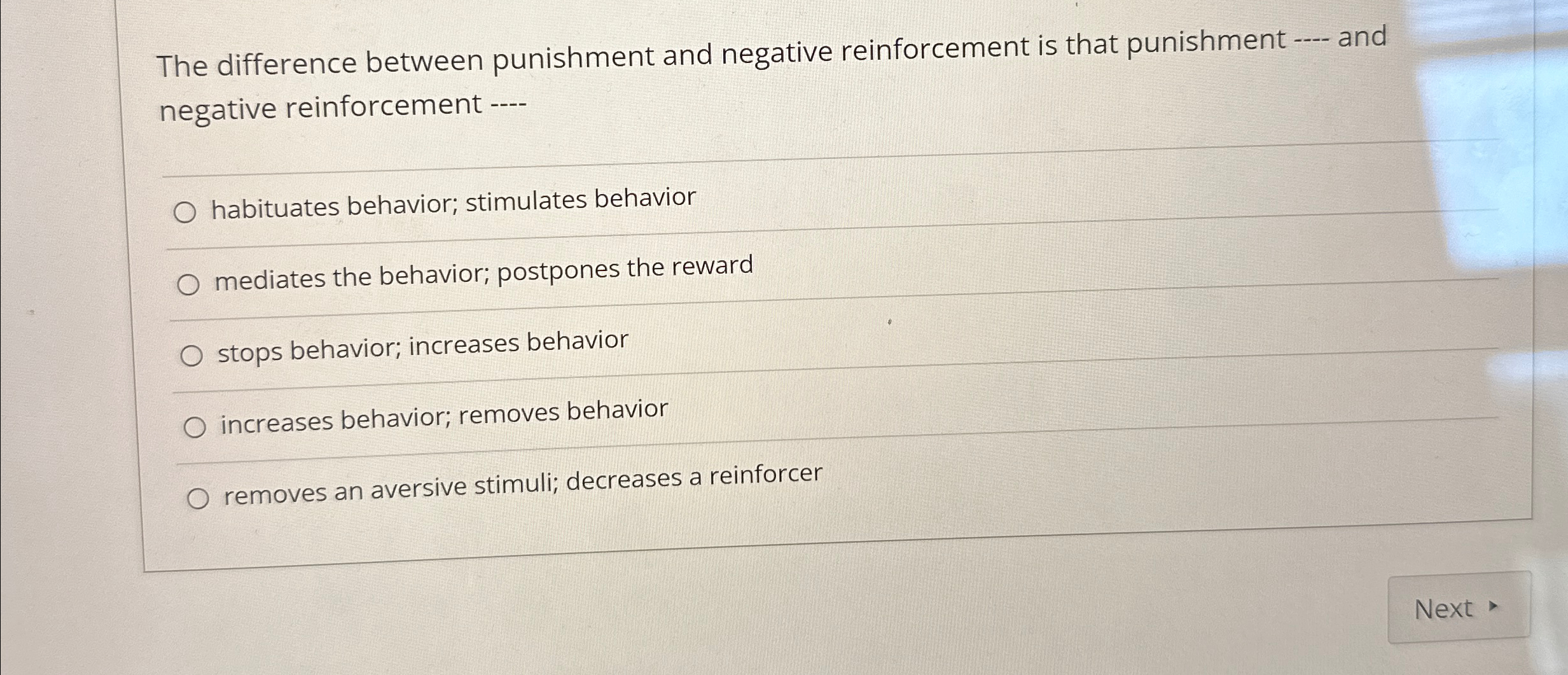 Solved The difference between punishment and negative | Chegg.com