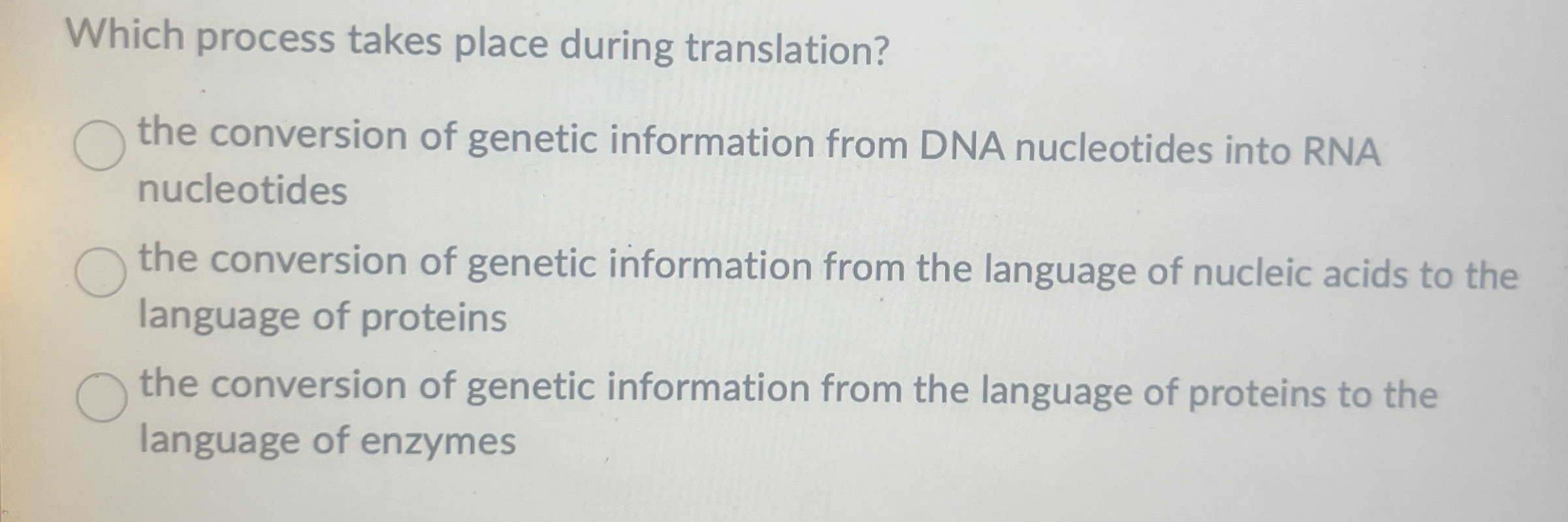 Solved Which process takes place during translation?the | Chegg.com
