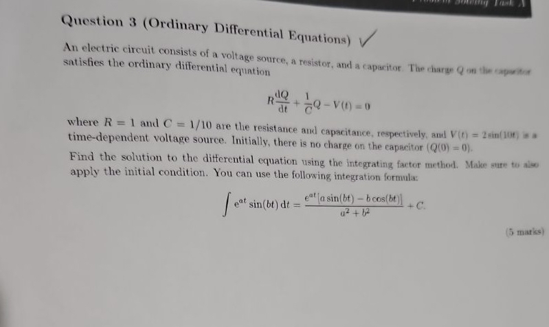 Solved Question 3 (Ordinary Differential Equations)An | Chegg.com