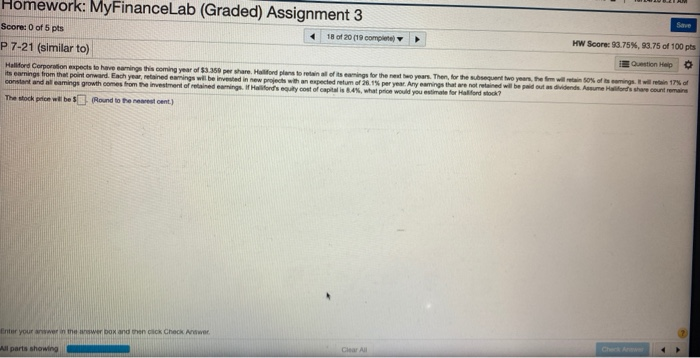 Solved Homework: MyFinanceLab (Graded) Assignment 3 Save | Chegg.com
