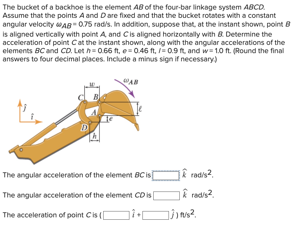 Solved The bucket of a backhoe is the element AB ﻿of the | Chegg.com